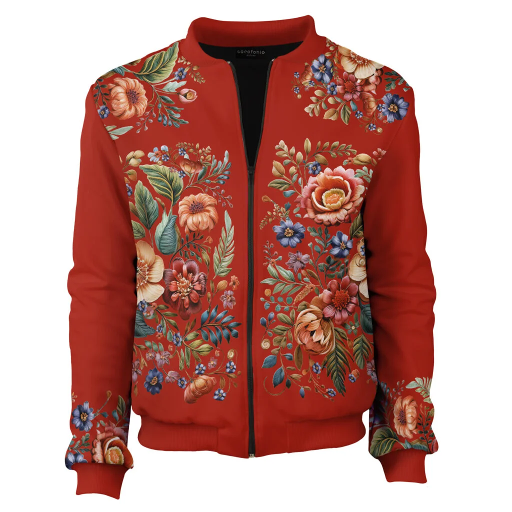 Colorful bomber jacket - Red Mahakala - CACOFONIA